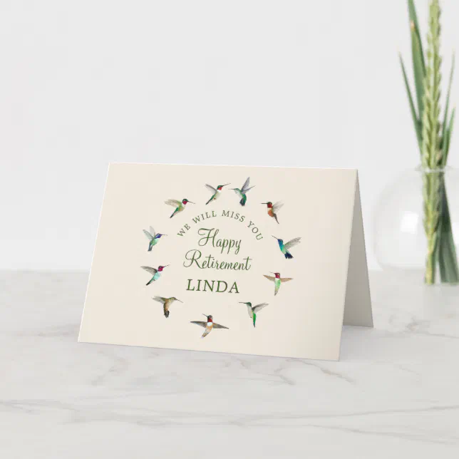 Custom Happy Retirement Hummingbirds Card | Zazzle
