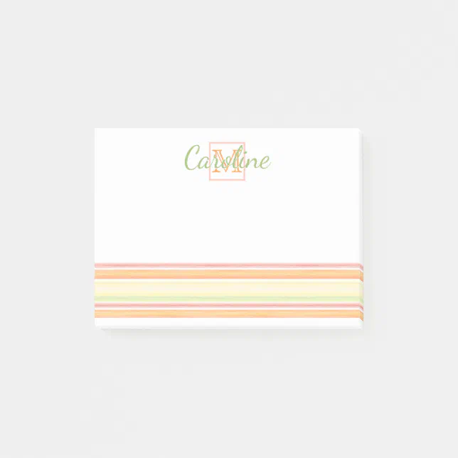Custom Happy Sunny Summer Watercolor Art Stripes Post-it Notes | Zazzle