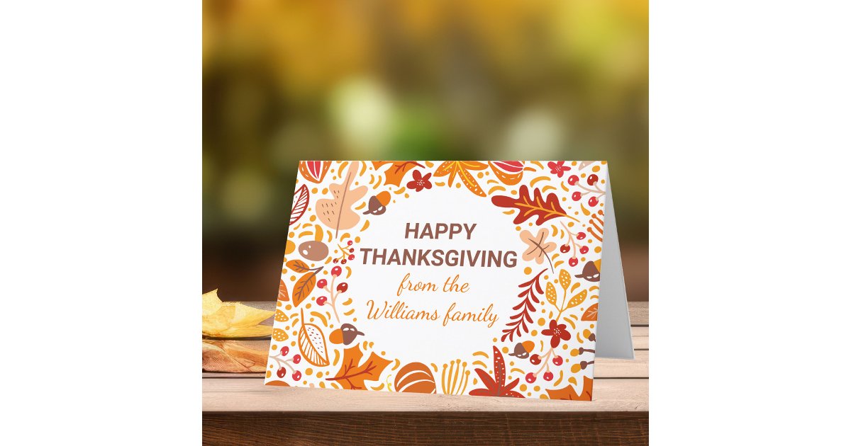 Custom Happy Thanksgiving Autumn Leaves Folded Holiday Card | Zazzle