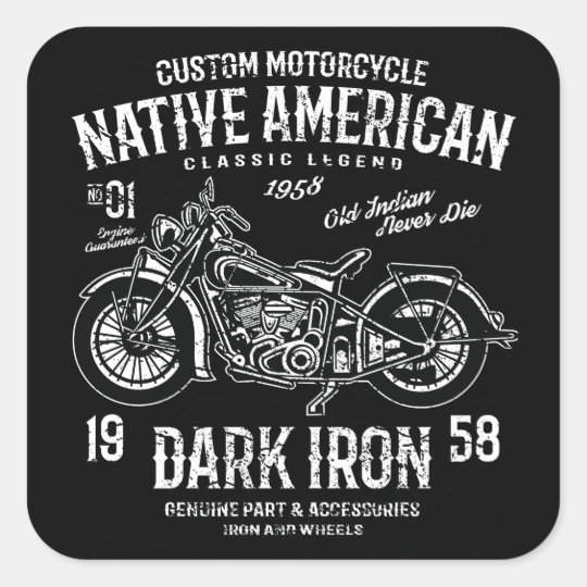 Custom Harley Indian Motorcycle Classic Legend Square Sticker | Zazzle.com