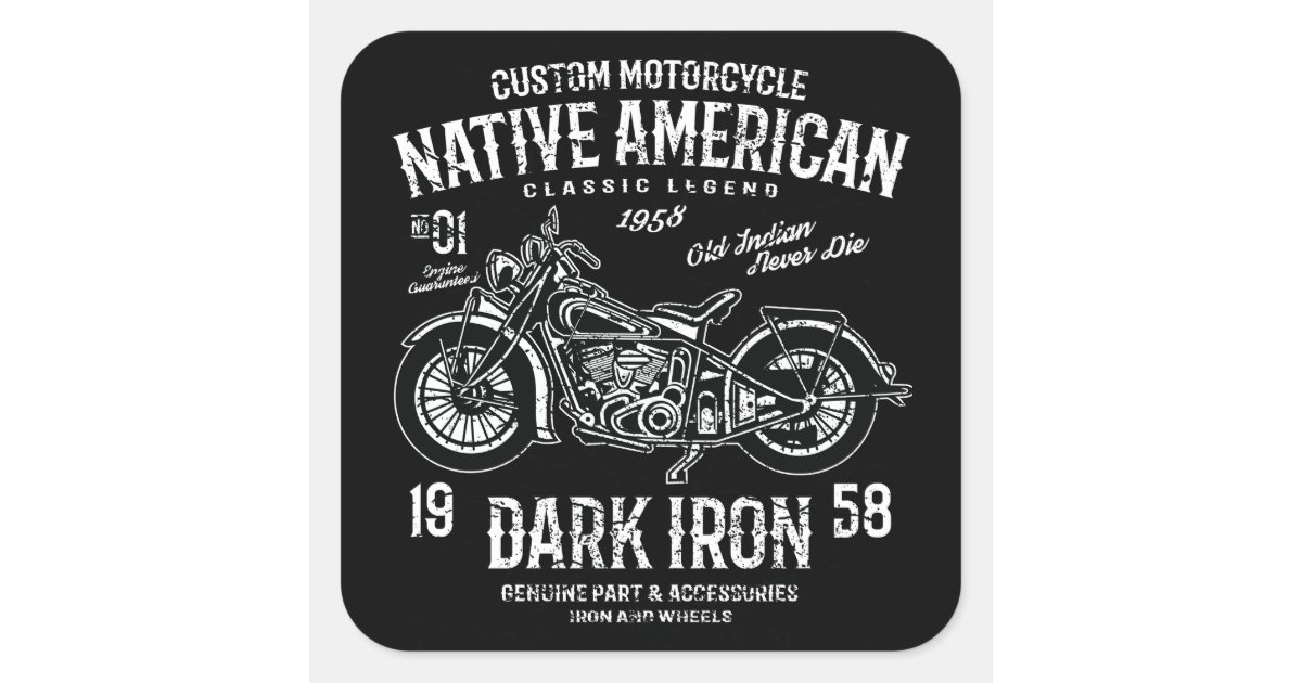 Custom Harley Indian Motorcycle Classic Legend Square Sticker | Zazzle