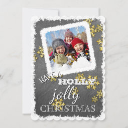 Custom Have A Holly Jolly Christmas On Blackboard Holiday Card | Zazzle