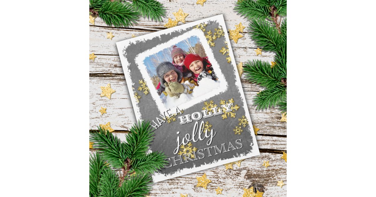 Custom Have A Holly Jolly Christmas On Blackboard Holiday Card | Zazzle