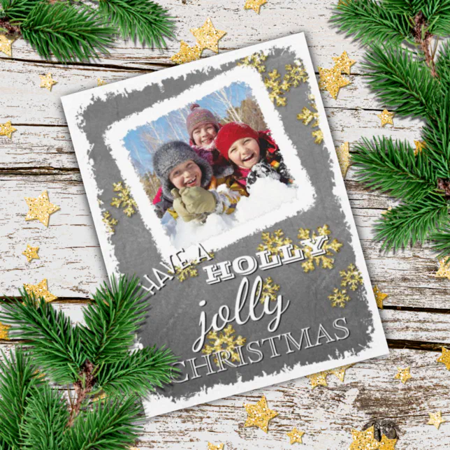 Custom Have A Holly Jolly Christmas On Blackboard Holiday Card | Zazzle