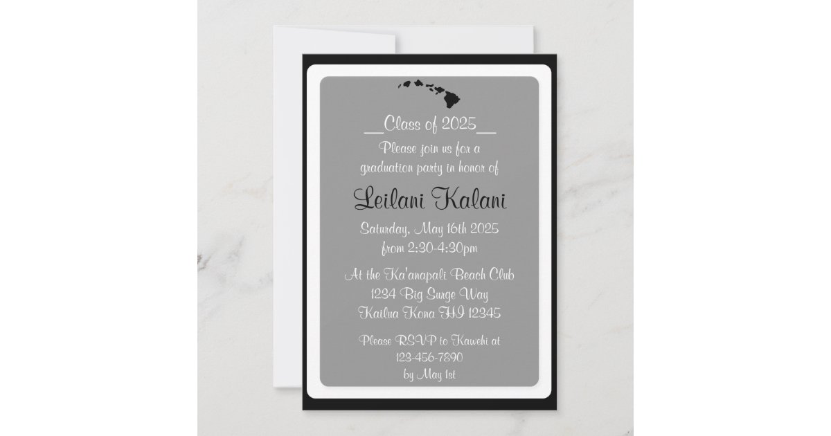 Custom Hawaii black islands graduation invitations | Zazzle