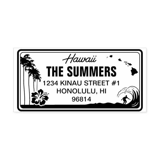 Custom Hawaii State License Plate Address Self-inking Stamp | Zazzle