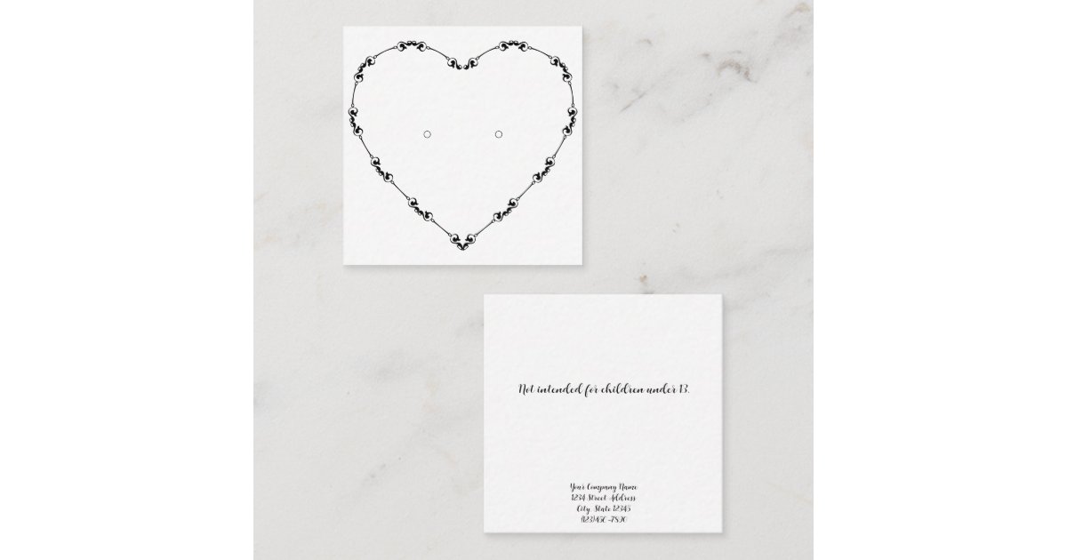Custom Heart Flourish Frame Earring Display Card | Zazzle