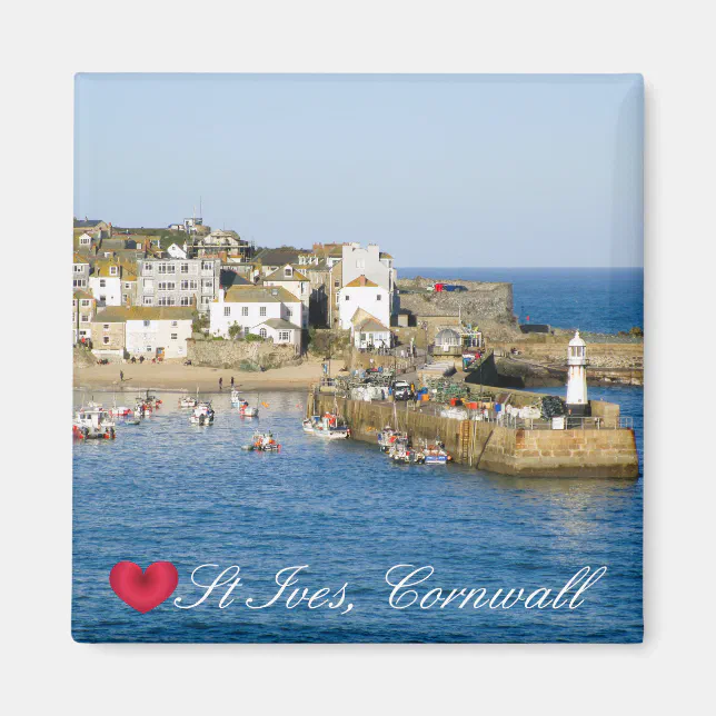 Custom Heart St Ives Harbour Pier Cornwall Photo Magnet | Zazzle