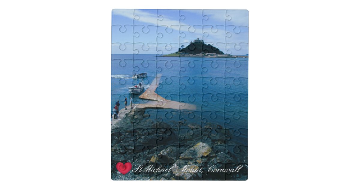 Custom Heart St Michaels Mount Cornwall with Boats Jigsaw Puzzle | Zazzle