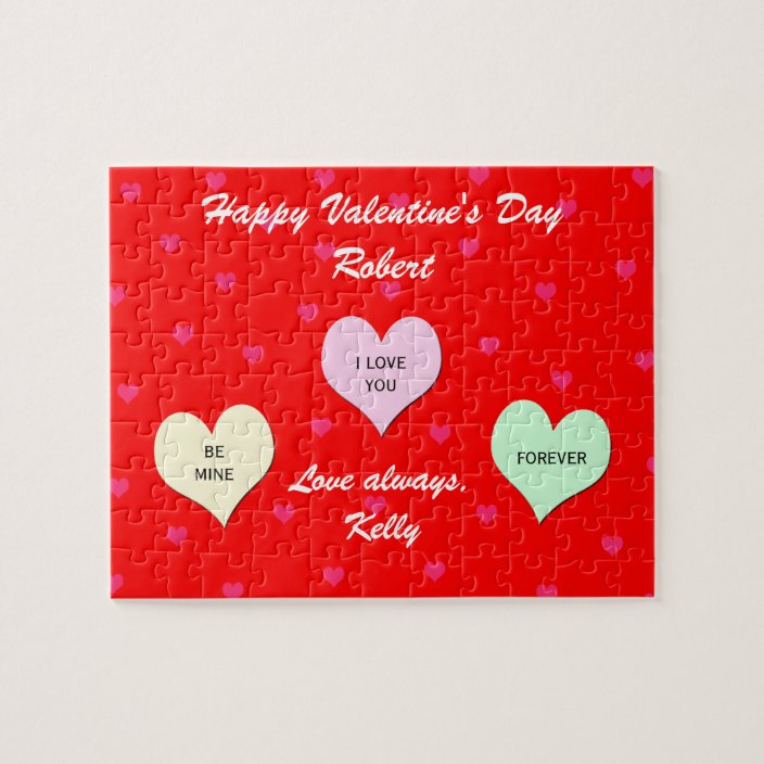 Custom Heart Valentine Jigsaw Puzzle Gift in Tin | Zazzle.com