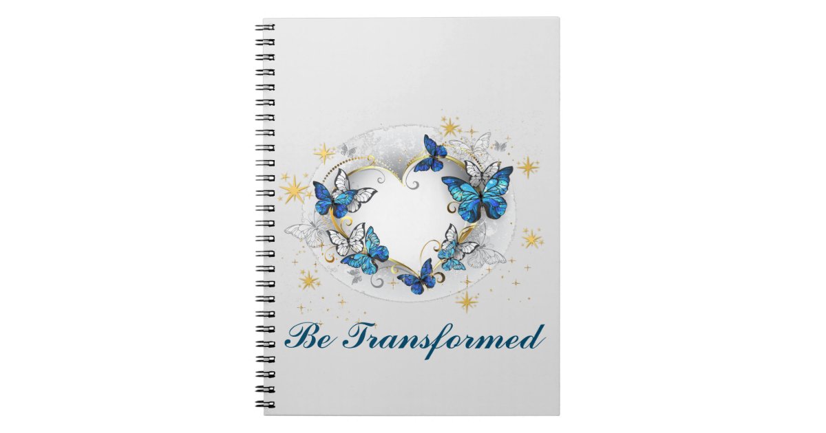 Custom Heart with Butterflies Morpho Notebook | Zazzle