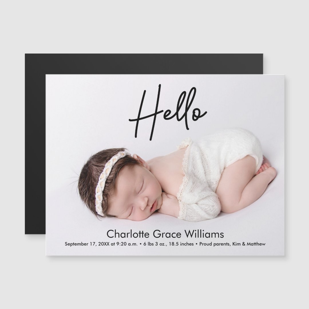 Custom Hello baby girl photo birth announcement | Zazzle