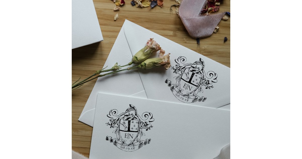 Custom Heraldic Crest Monogram Rubber Stamp | Zazzle