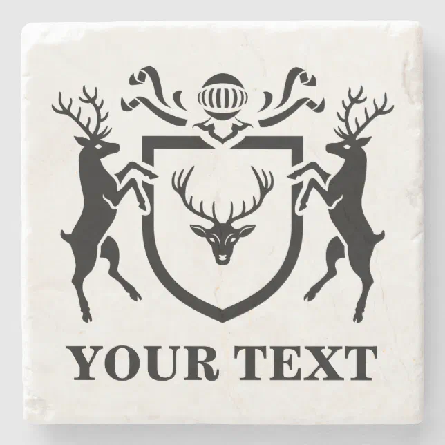 Custom Heraldic Stag Blazon Stone Coaster | Zazzle
