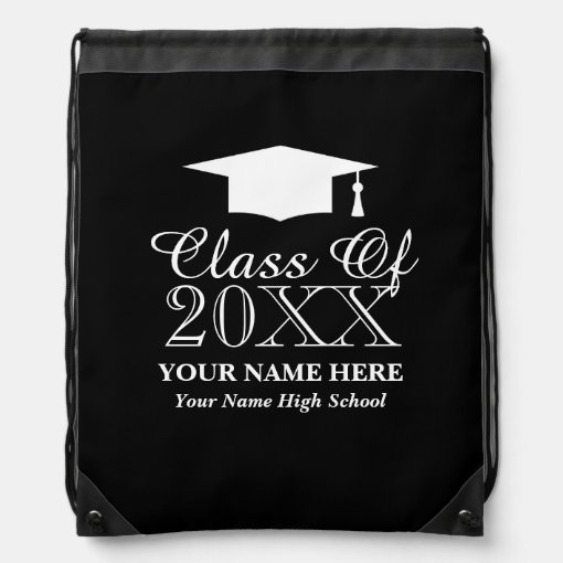 Custom high school graduation gift drawstring bag | Zazzle