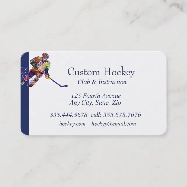 Custom Hockey Club Instructor Business Card | Zazzle