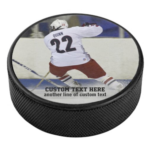 Custom Hockey Puck Add Photo Player, Team Name | Zazzle