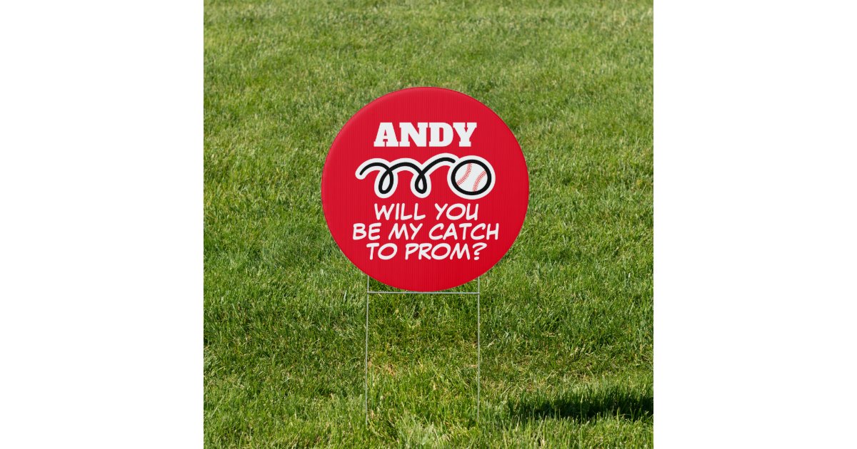 Custom hoco prom proposal request baseball yard sign | Zazzle