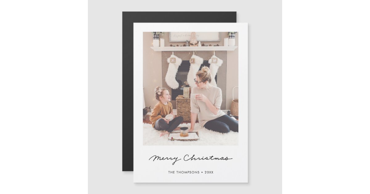 Custom Holiday Merry Christmas Photo Magnet Card | Zazzle