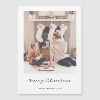 Custom Holiday Merry Christmas Photo Magnet Card | Zazzle