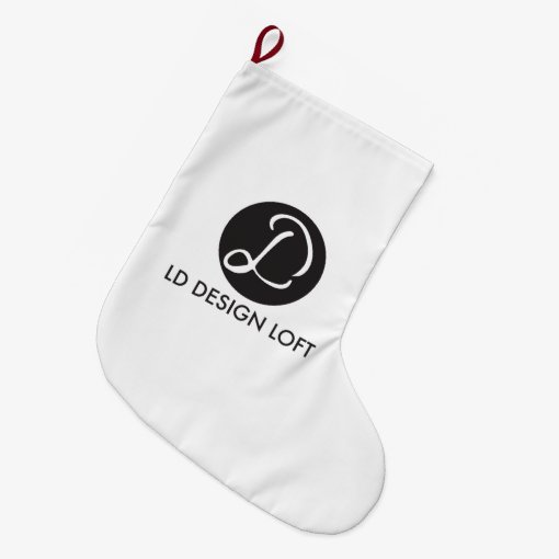 Custom holiday your logo here christmas large christmas stocking | Zazzle