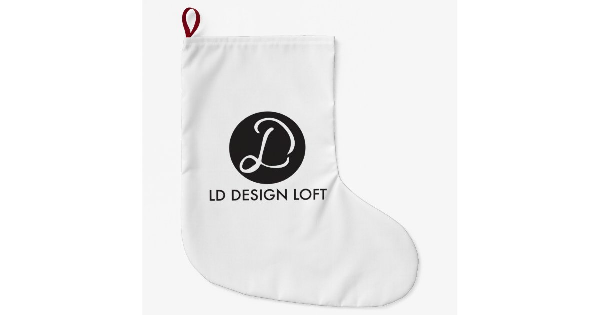Custom holiday your logo here christmas large christmas stocking | Zazzle