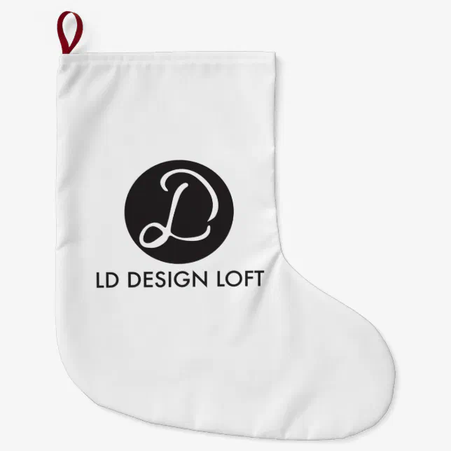 Custom holiday your logo here christmas large christmas stocking | Zazzle