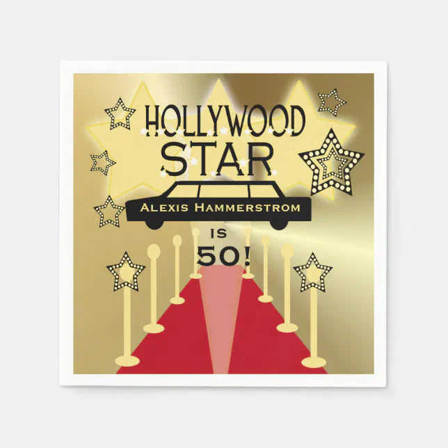 Custom Hollywood Star Birthday Paper Napkins | Zazzle