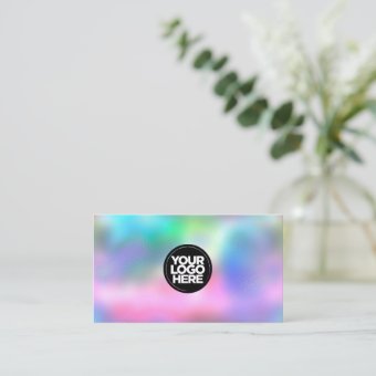 Custom holographic iridescent logo art business card | Zazzle