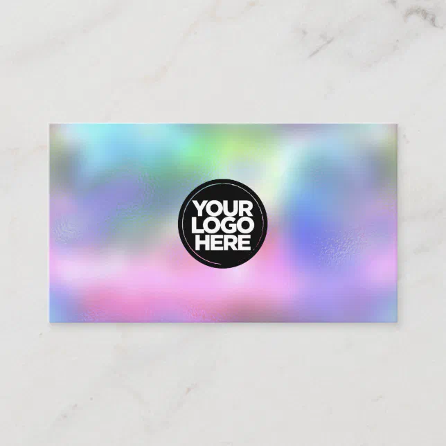 Custom holographic iridescent logo art business card | Zazzle