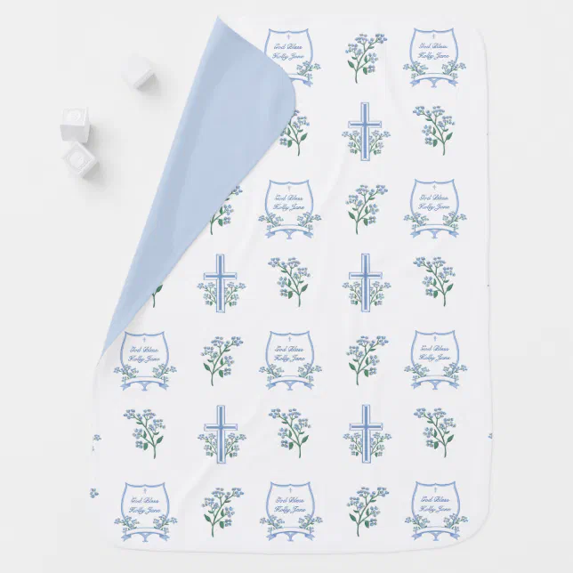 Custom Holy Baptism First Communion Floral Baby Baby Blanket | Zazzle