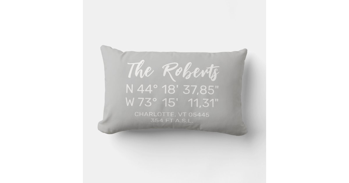 Custom Home GPS Coordinates Longitude Latitude | Lumbar Pillow | Zazzle