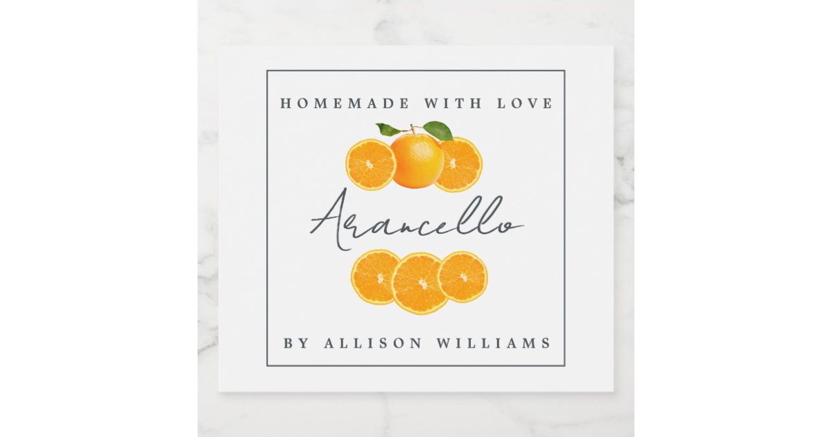 Custom Homemade Arancello Label | Zazzle