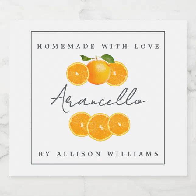 Custom Homemade Arancello Label | Zazzle