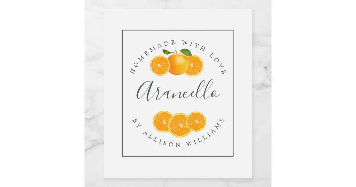 Custom Homemade Arancello Label | Zazzle