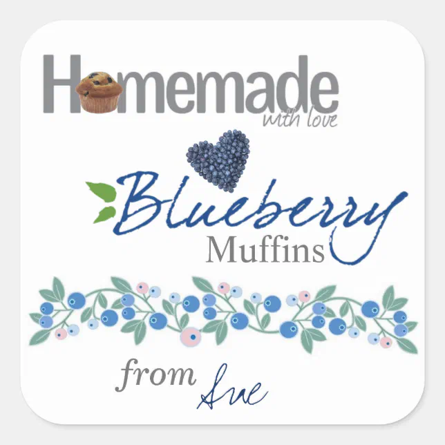 Custom Homemade Blueberry Muffin Stickers | Zazzle
