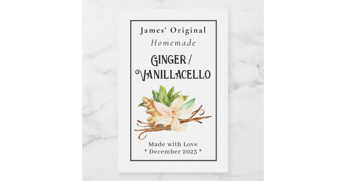 Custom Homemade Ginger/Vanillacello Label | Zazzle