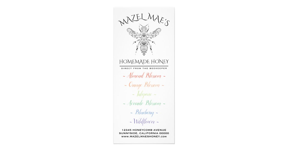 Custom Homemade Honey Rack Card | Zazzle