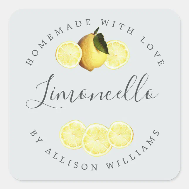 Custom Homemade Limoncello Label Blue | Zazzle