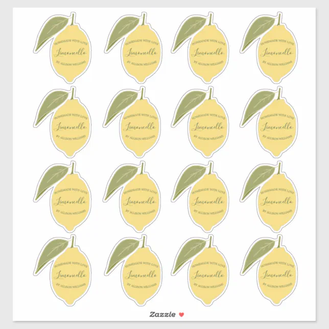 Custom Homemade Limoncello Label Lemon Stickers | Zazzle