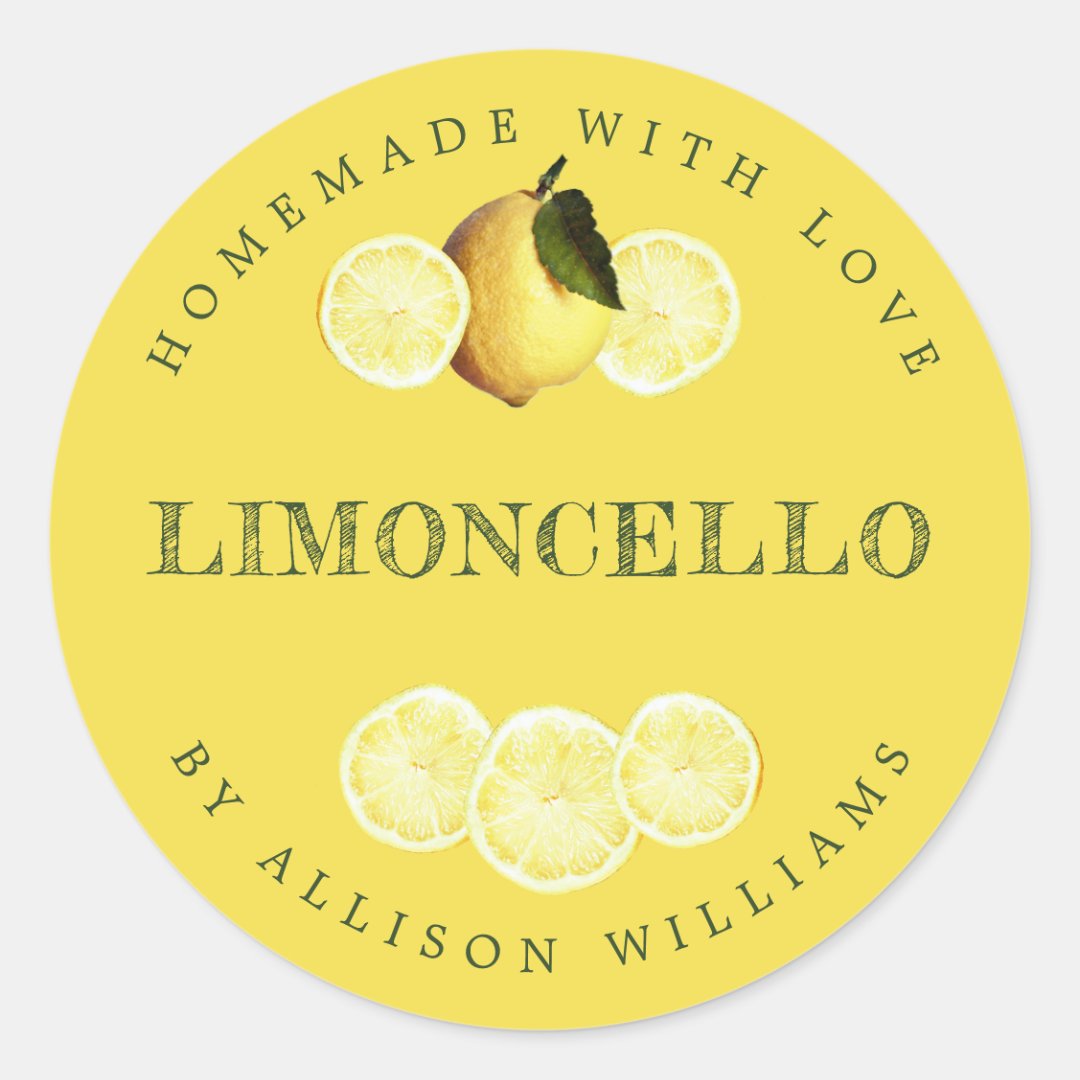 Custom Homemade Limoncello Label Yellow | Zazzle