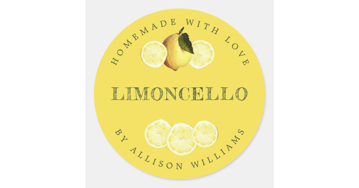 Custom Homemade Limoncello Label Yellow | Zazzle