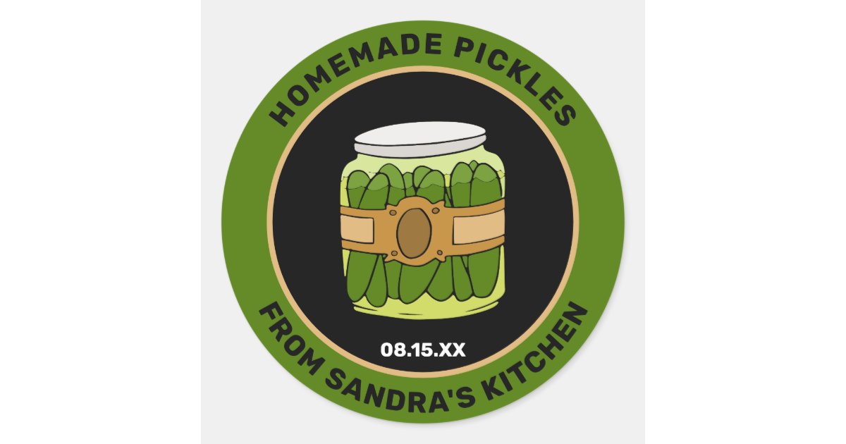 Custom Homemade Pickles | Jar Food Labels | Zazzle