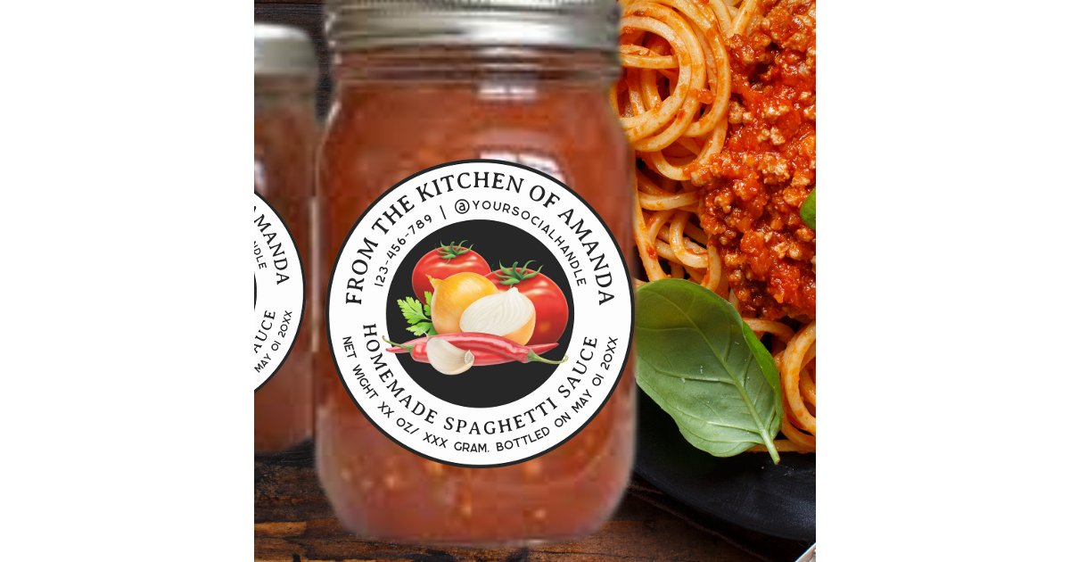 Custom Homemade spaghetti sauce labels | Zazzle