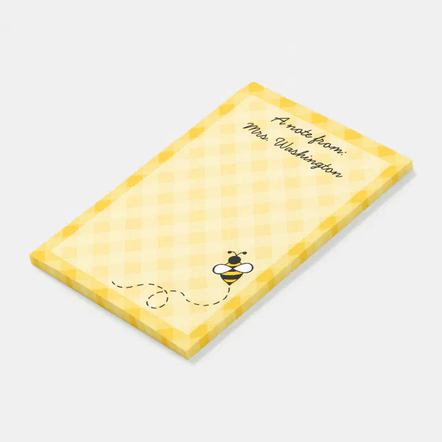 Custom Honey Bee Teacher's Post It Notes Gift | Zazzle
