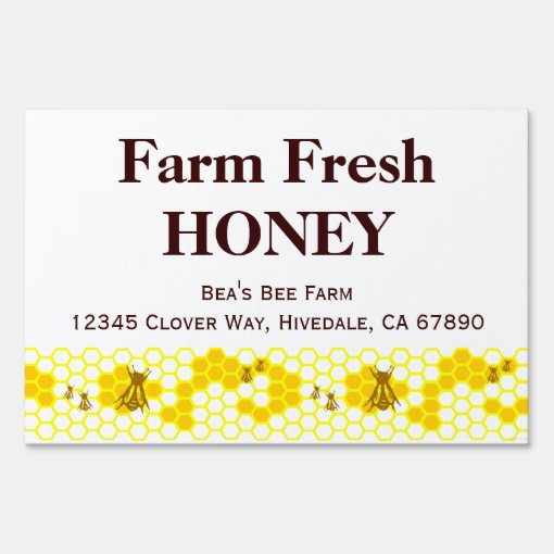 Custom Honey Bees Farm Advertising Large Yard Sign | Zazzle