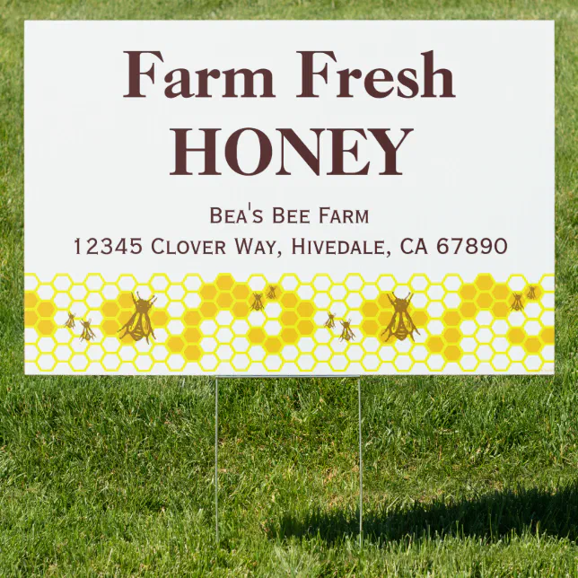 Custom Honey Farm Advertising Yard Sign | Zazzle