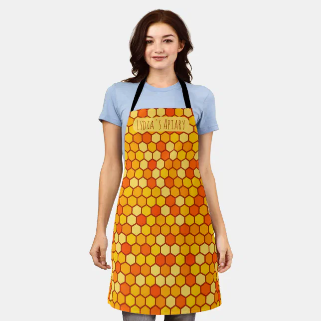 Custom Honeycomb Bright Orange and Golden Beehive Apron | Zazzle