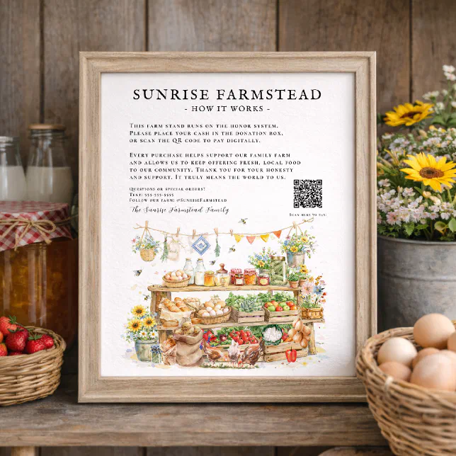 Custom Honor System Farm Stand Sign | Zazzle
