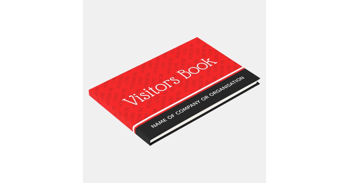 Custom HONOR THE LORD Visitors RED Guest Book | Zazzle